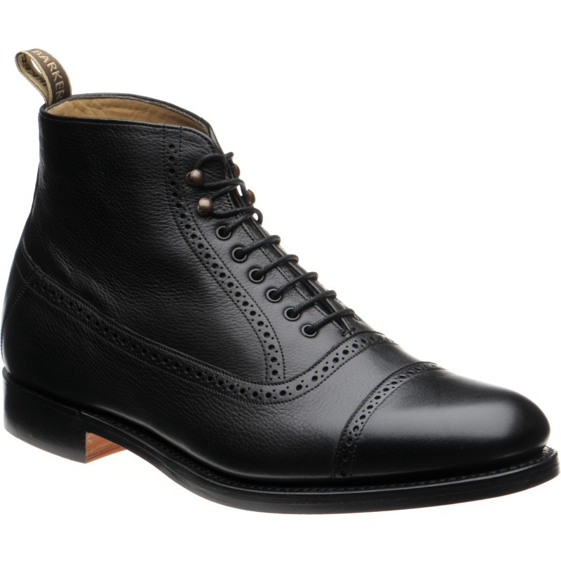 Barker shoes | Barker Seconds | Foley brogue boots in Black Soft Grain ...