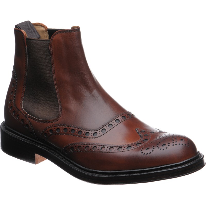 Cheaney shoes | Cheaney of England | Tamar brogue Chelsea boots in Dark ...