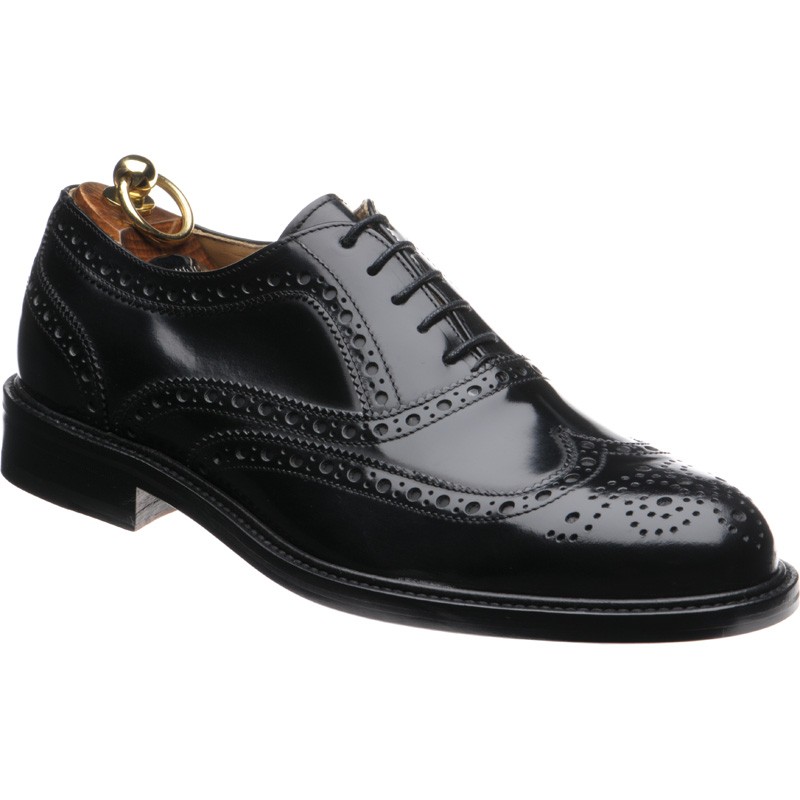 Herring shoes | Herring Classic | Bigbury brogues in Black Polished at ...