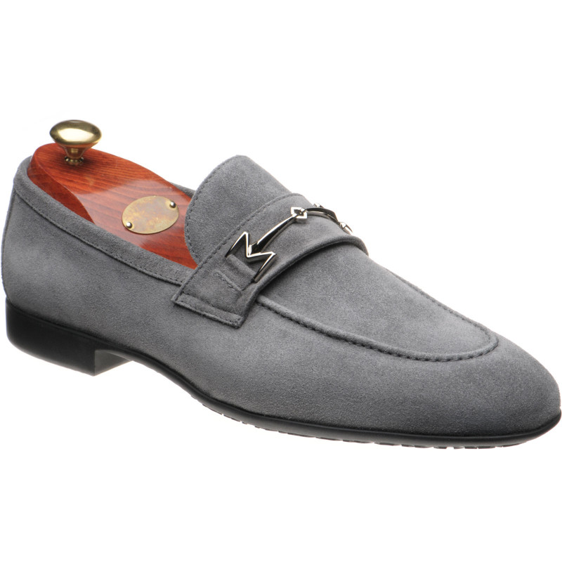 Moreschi shoes | Moreschi | Peach rubber-soled loafers in Grey Suede at ...