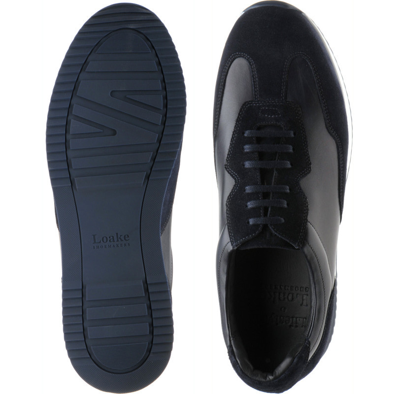 Loake shoes | Loake Lifestyle | Linford rubber-soled trainers in Navy ...